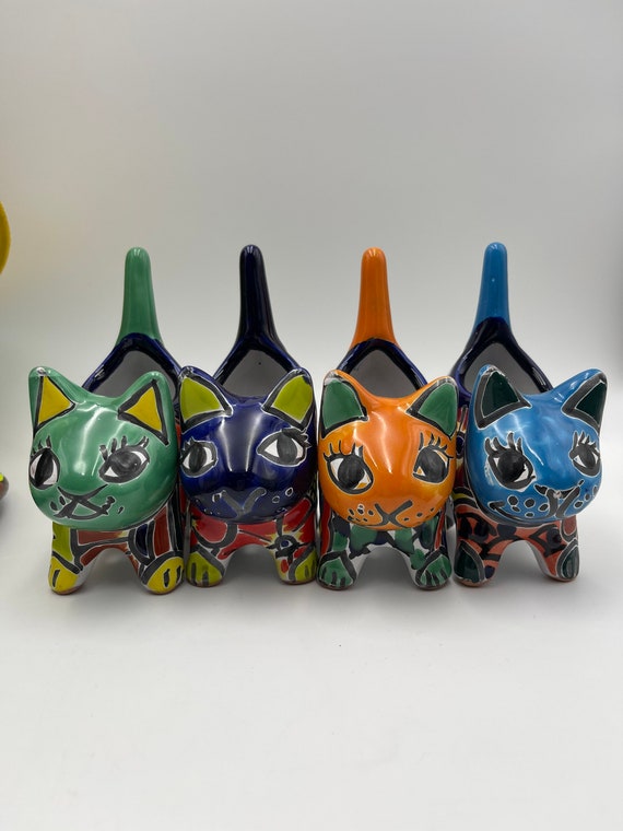 Planter Cat Talavera Hand Made Mexican Pottery Figurine | Etsy