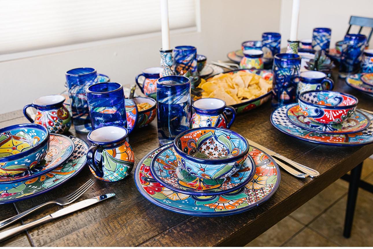 Talavera Dinnerware Seating for 6 Set 27-piece Mexican Floral - Etsy Canada
