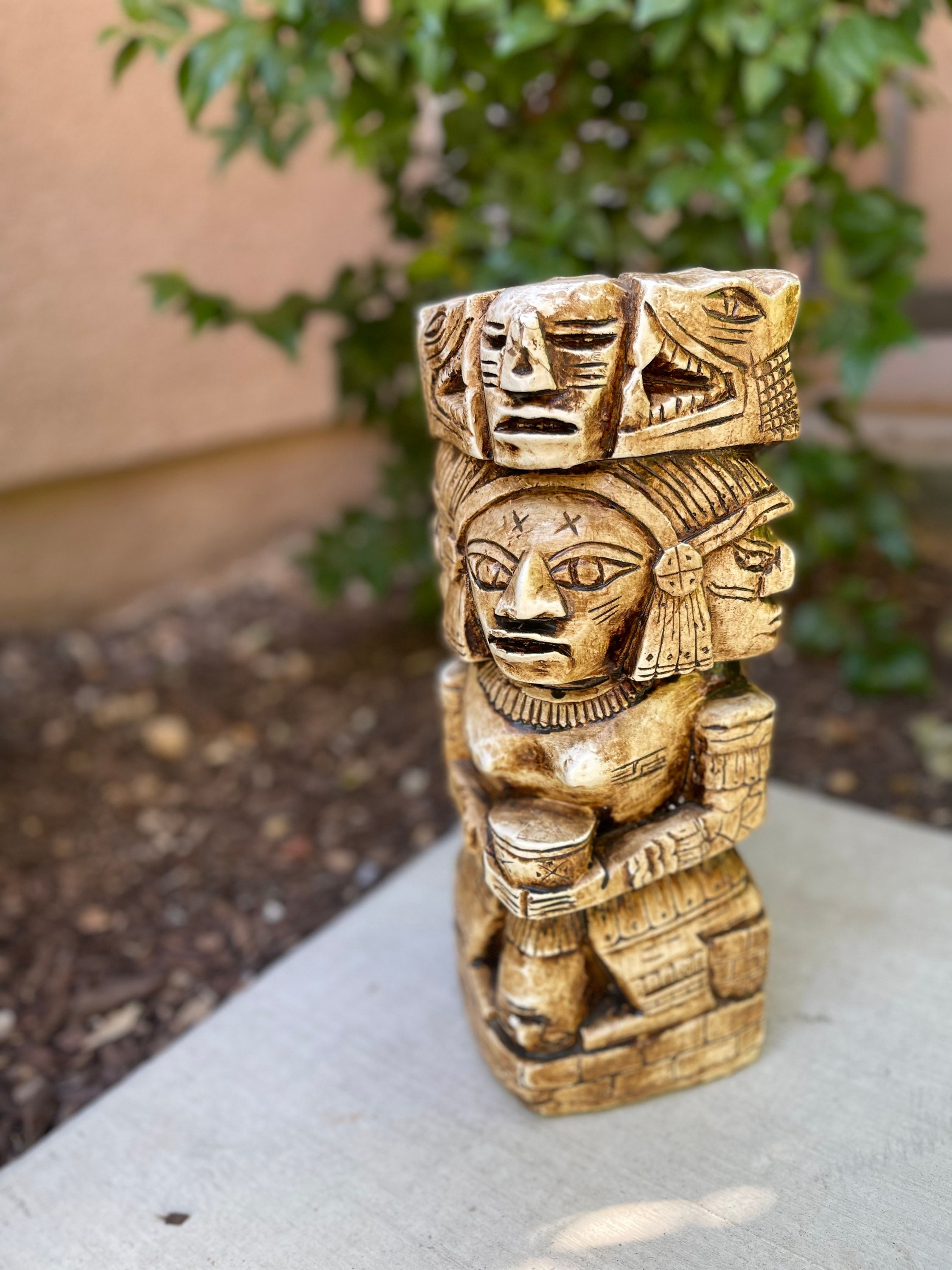 Rare Aztec Wood Craving Has Design All Around the Statue Hand - Etsy