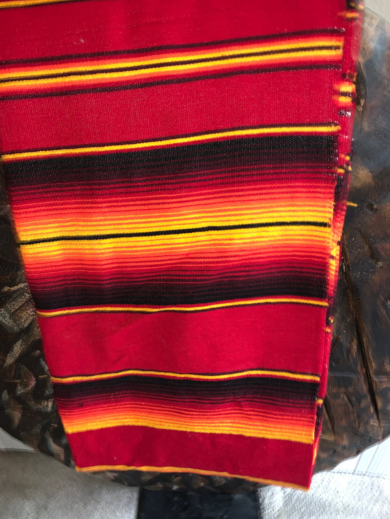 Blanket Mexican Serape Red Yellow and Black Lines Saltillo - Etsy