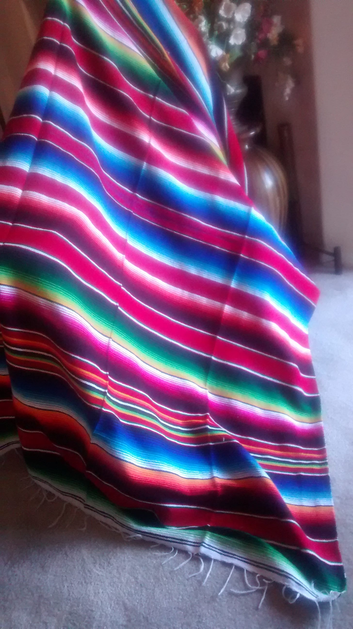 Pink Fuchsia Serape Blankets Mexican and Rainbow Striped EXTRA - Etsy