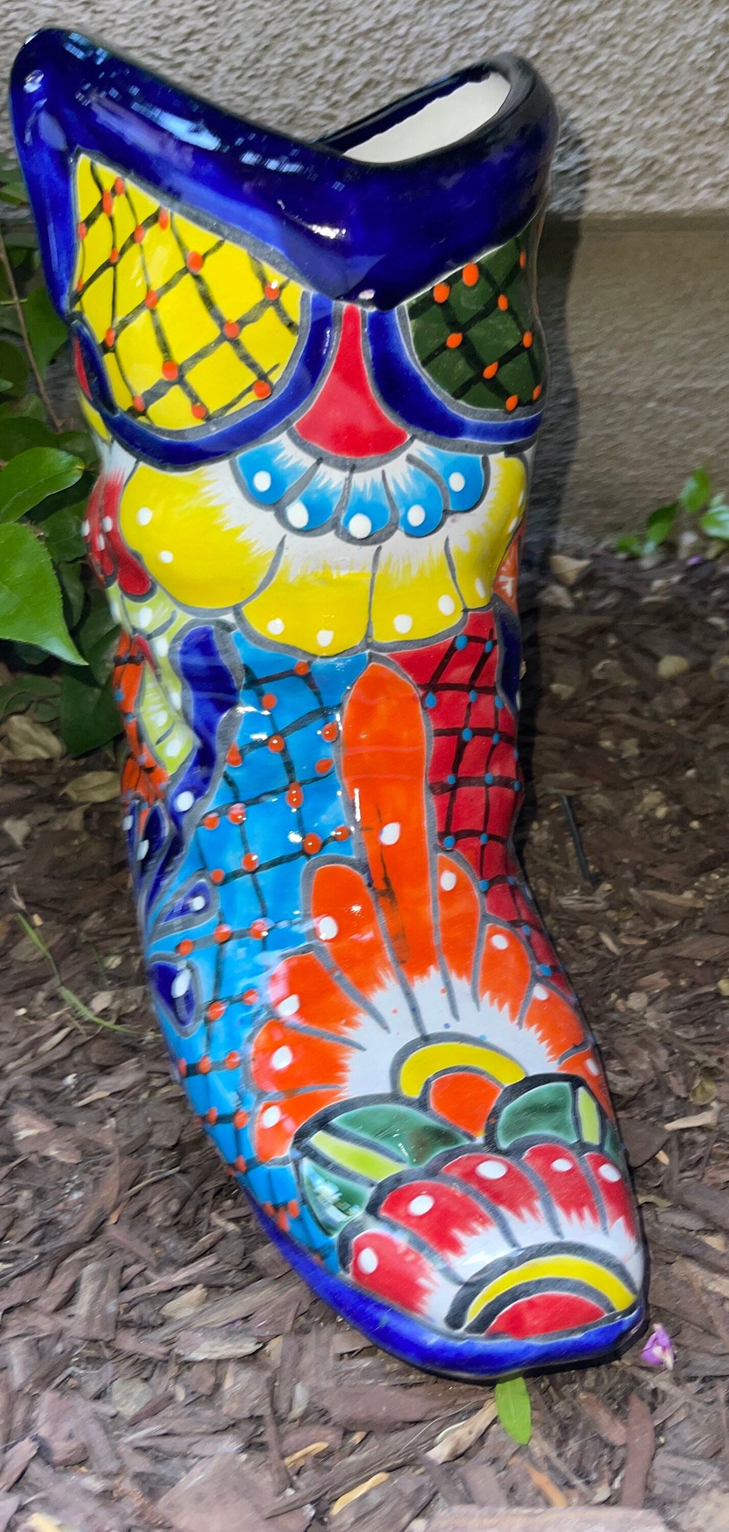 Talavera Cowboy Boot Planter: Hand-painted Mexican Folk Art - Etsy