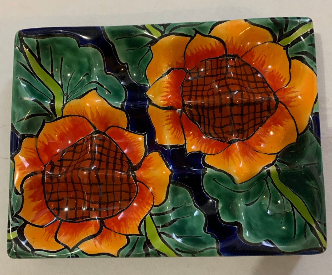 Devil Egg Crate Hold 12 Eggs Cobalt Blue With Sunflowers 9”X 6” - Etsy