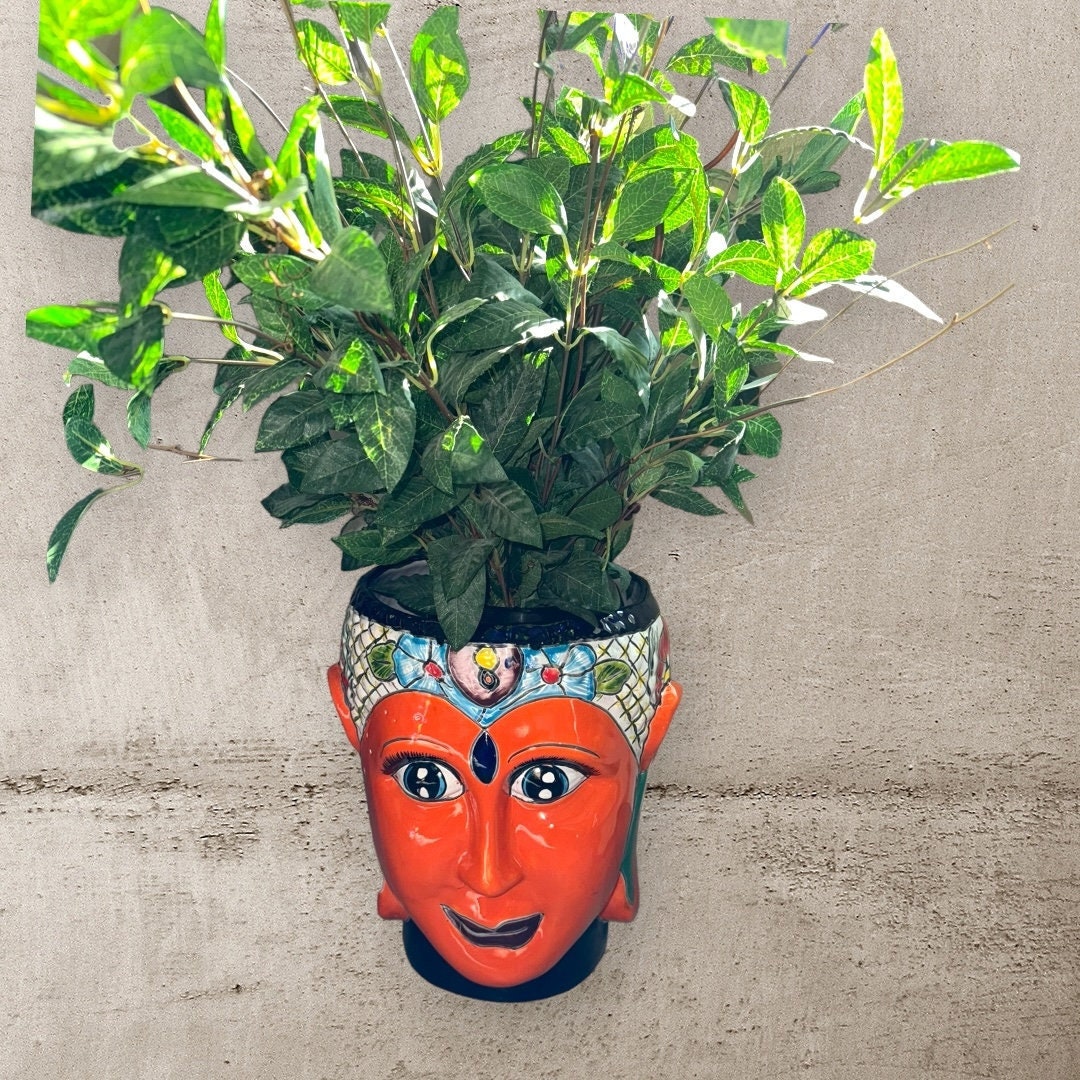 Talavera Planter Hindu Face Unique on the Backside Multicolored ...