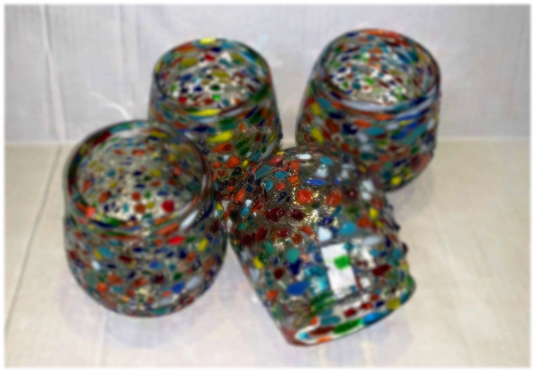 Handmade Mexican Shot Glasses: Multicolored Stemless Wine Glass Set - Etsy