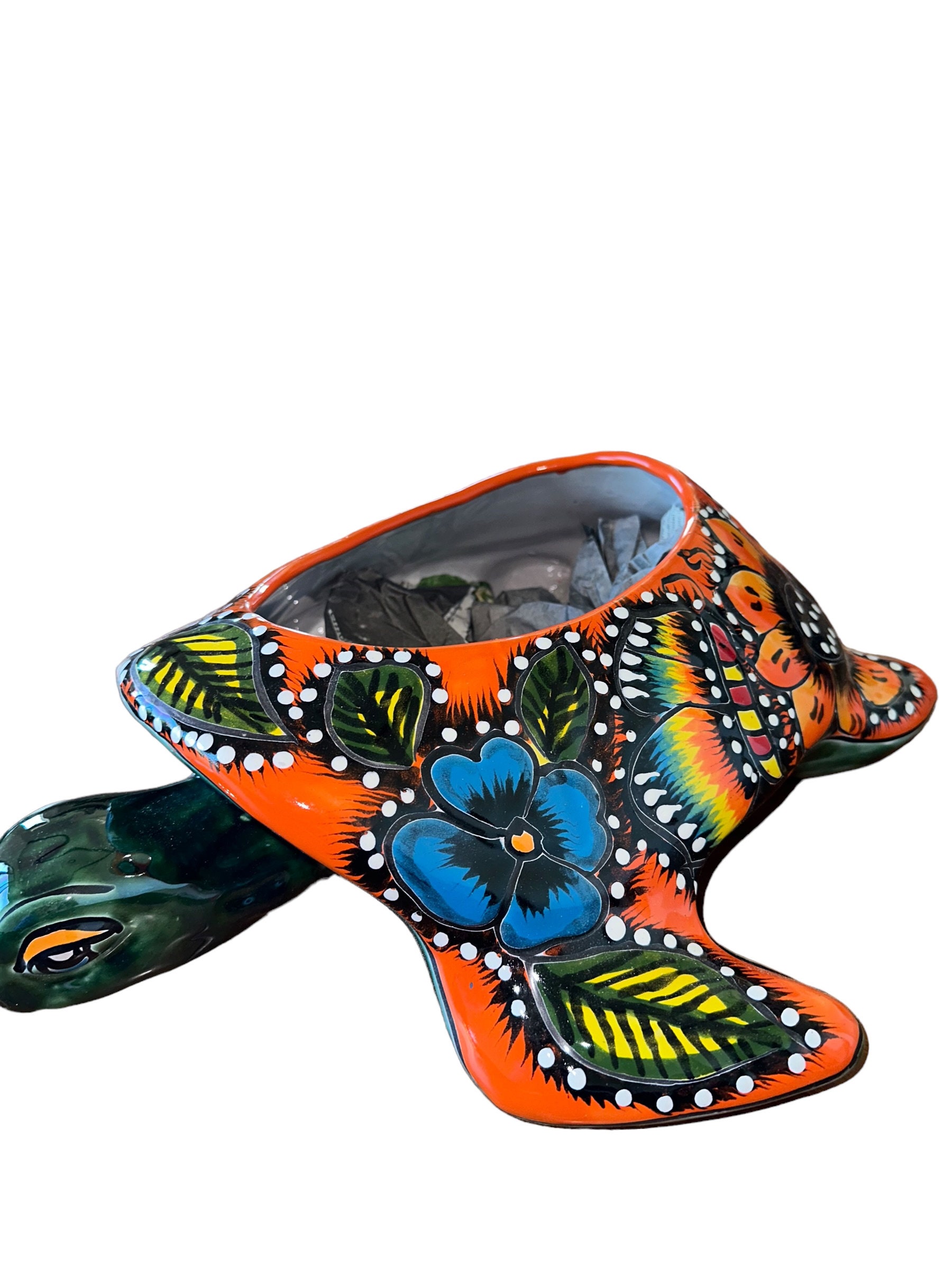 Talavera Sea Turtle Planter: Hand-painted Terracotta Sunflower Decor - Etsy