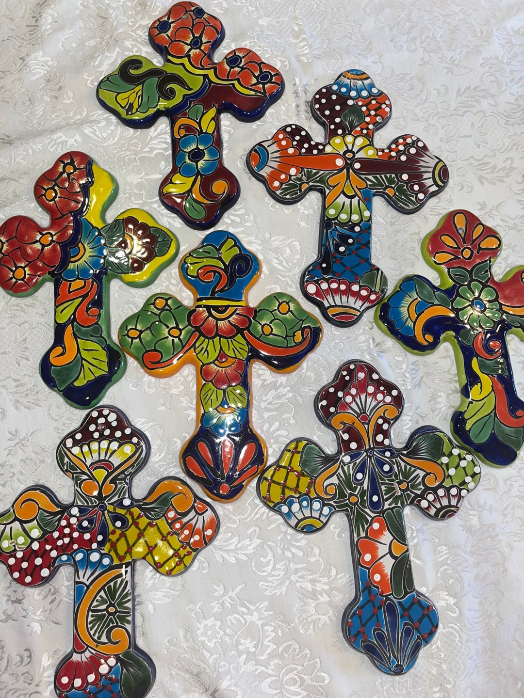 Hand-painted Talavera Cross: Multicolored Ceramic Wall Decor - Etsy