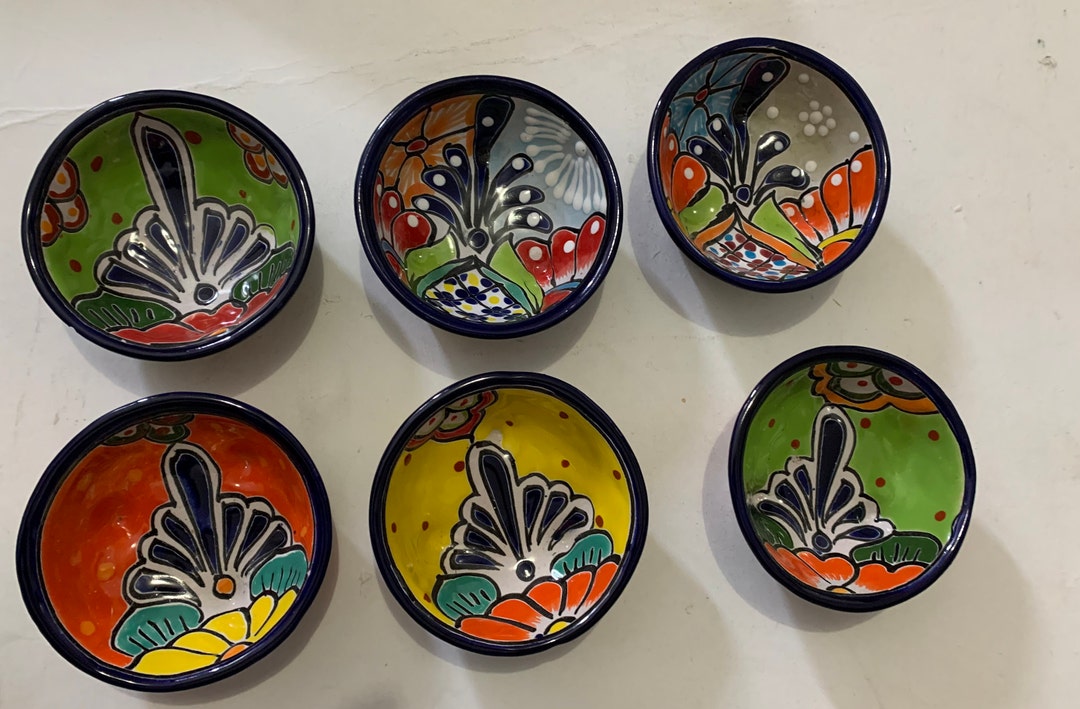 Handmade Talavera Salsa Bowls: Cobalt Blue Mexican Folk Art (set of 4 ...