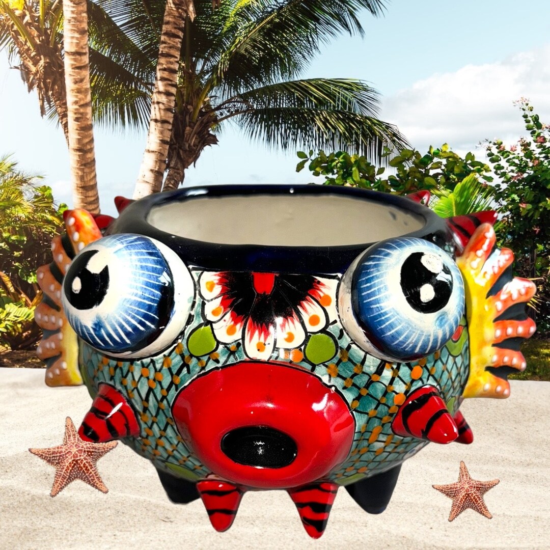 Talavera Blow Fish Planter so Cute With Allot Personality Love Hand ...