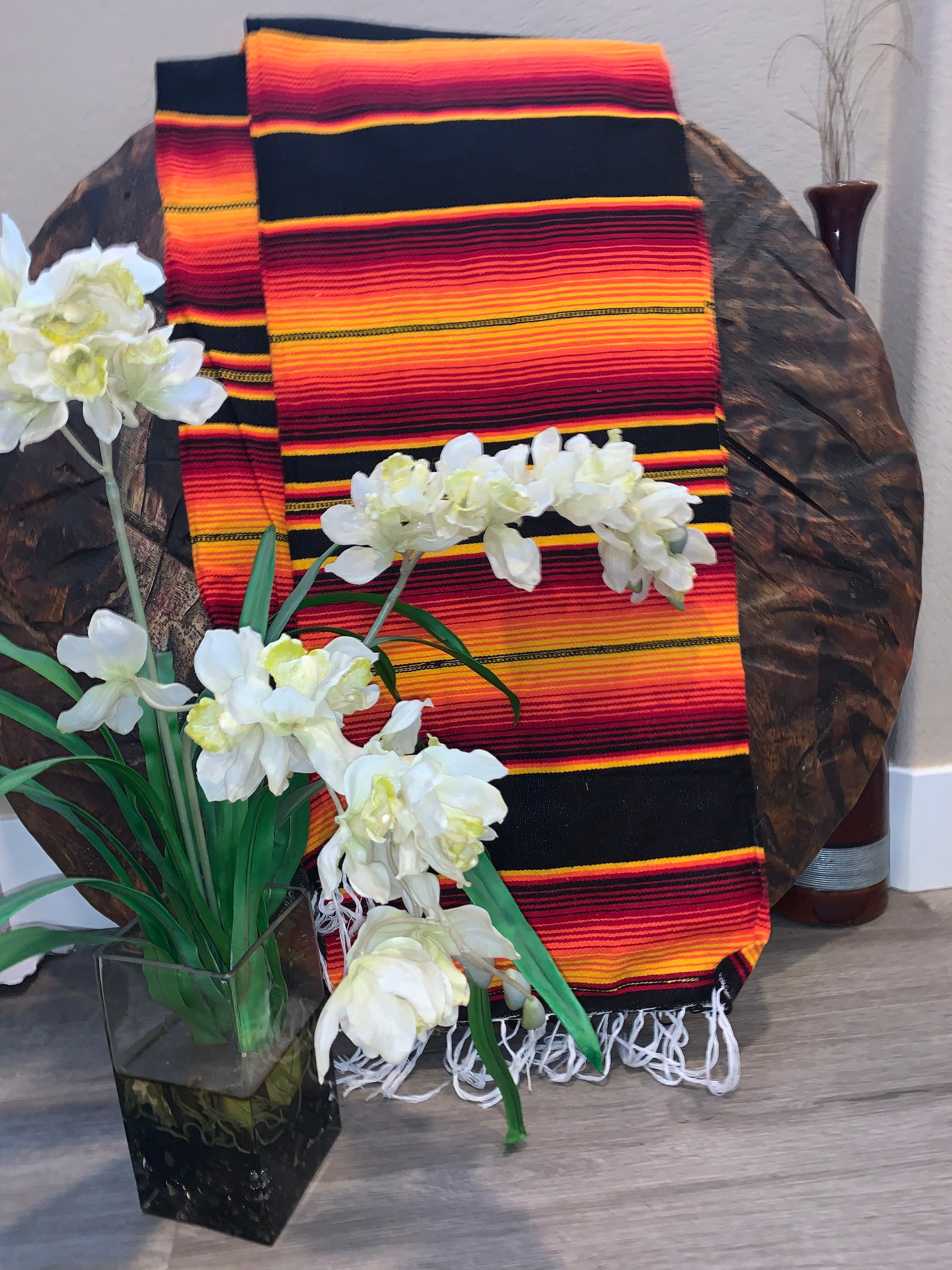 Hot Rod Orange Red Black Stripe Serape Mexican Blanket Rainbow - Etsy