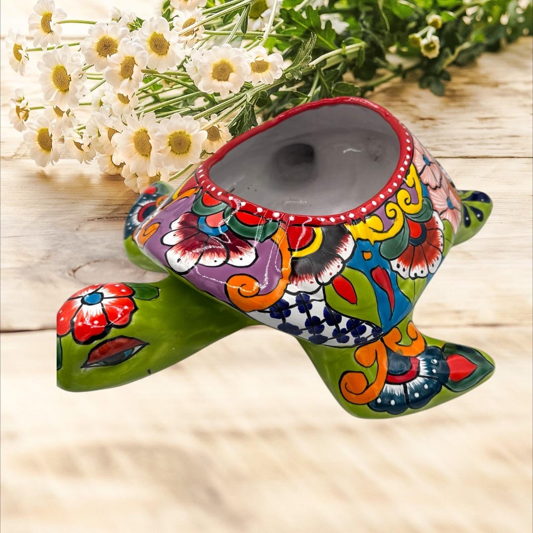 Talavera Sea Turtle Large Planters Beautiful Colors Outdoor Won’t Fade ...