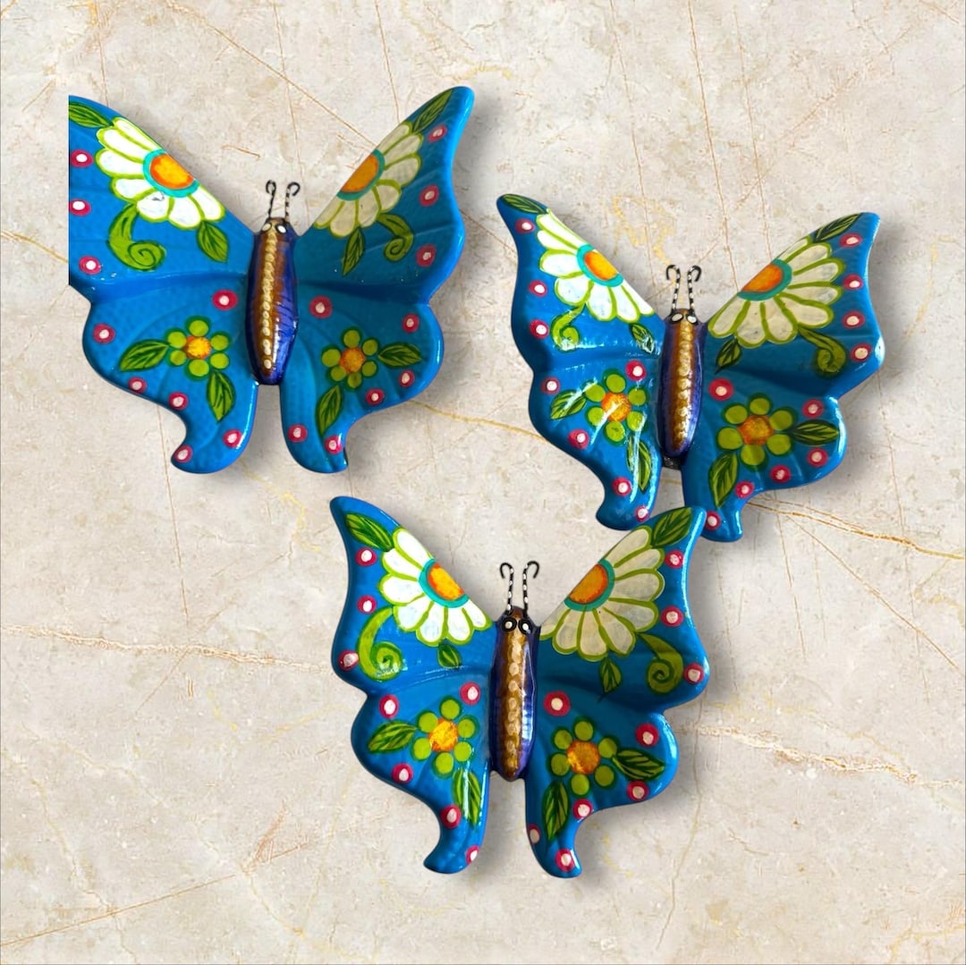 Butterflies 3 Ceramic Large Medium and Small Hanging on the Patio ...