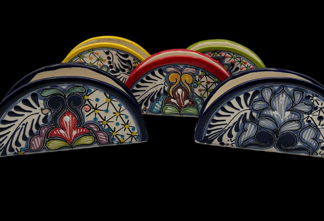 Talavera Napkin Holder Ceramic Multicolored Cobalt Blue Orange,green ...