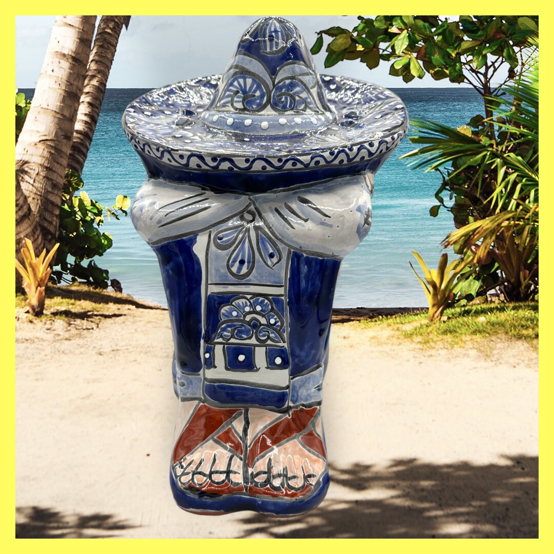 Talavera Statue Sleeping Panchito Blue and White Extra Lager Extra ...