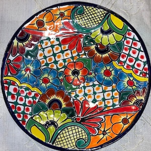 Handmade Talavera Plates Set 2 : Mexican Folk Art 10” Dinner Plates - Etsy