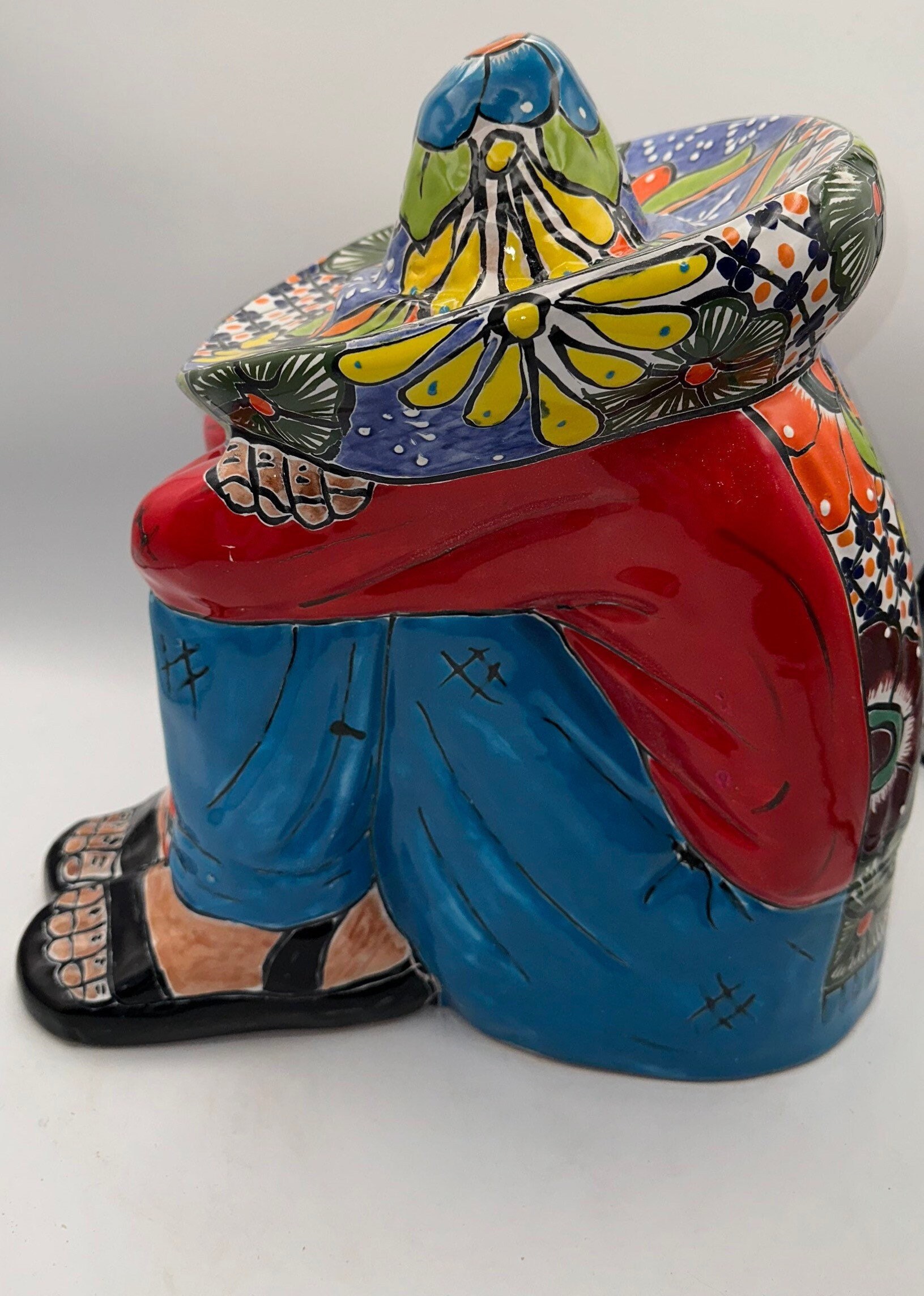 Talavera Sleeping Mexican Man Statue, Colorful Panchito Decor - Etsy