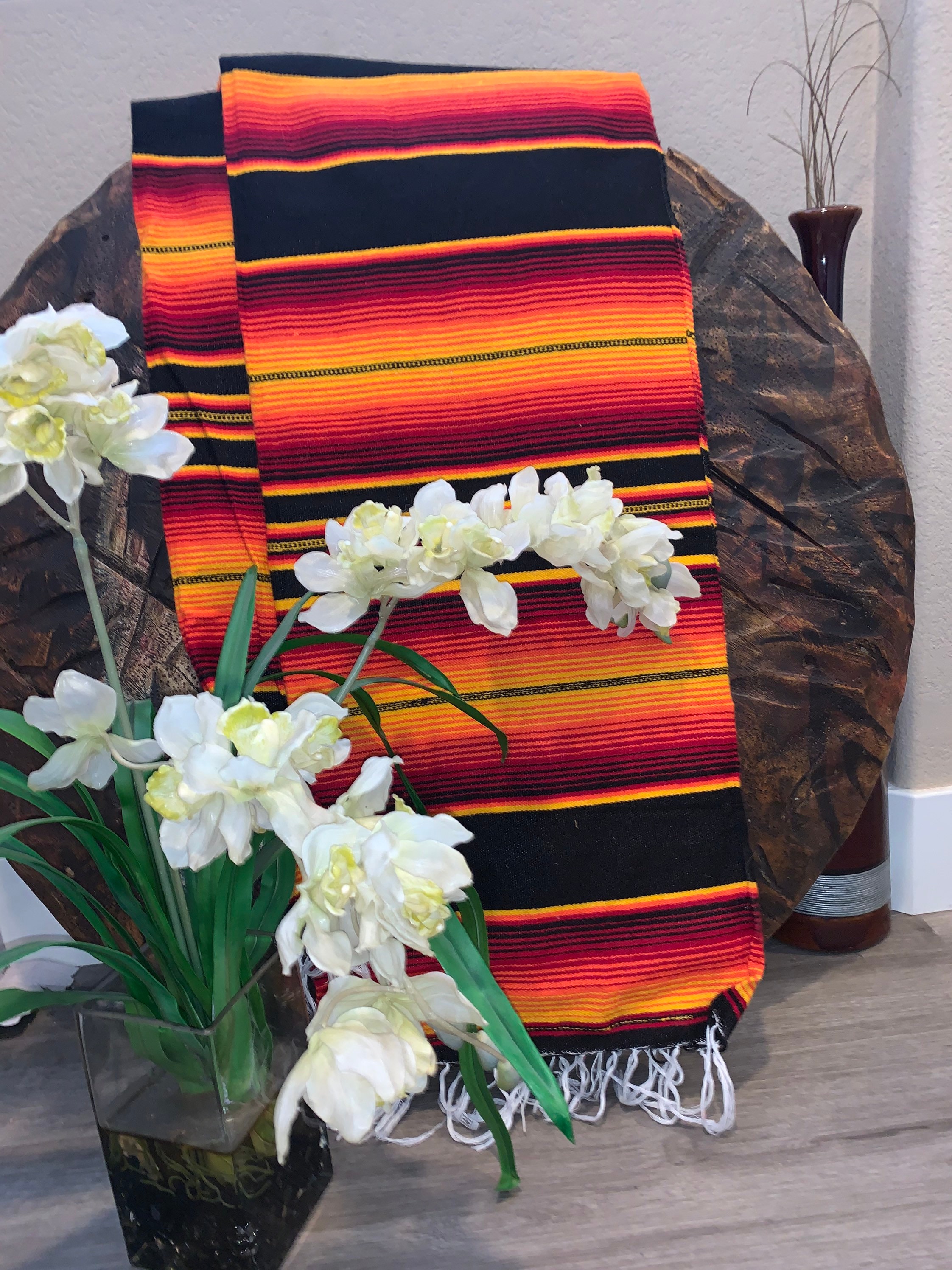 Hot Rod Orange Red Black Stripe Serape Mexican Blanket Rainbow - Etsy