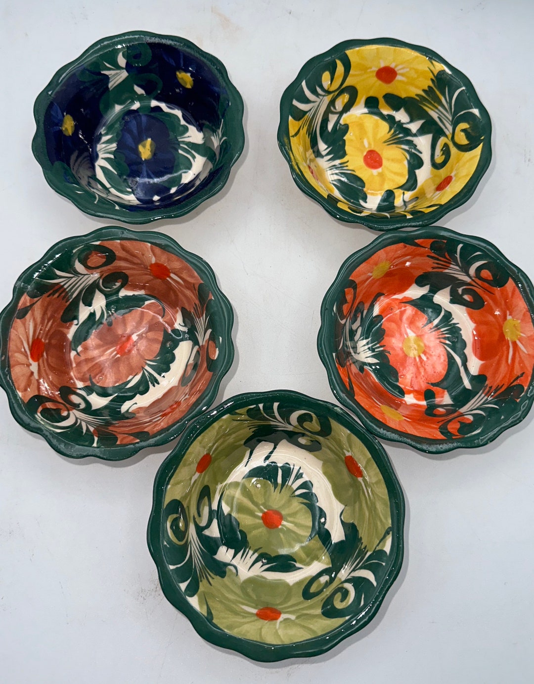 Salsa Bowls Oval Clay Handpainted Bowl or Sets of 2,4 ,6, 8 or 10 ...