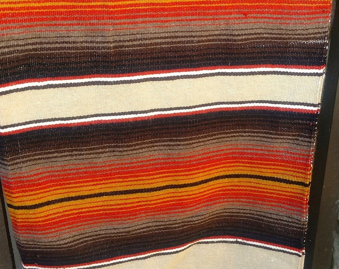 Vintage Mexican Serape Poncho Wrap Shawl One Size Fits All Brown Tan ...
