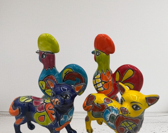 Mexican Rooster, FUCHSIA, Medium-sized, Rooster Folk Art, Barro Betus ...