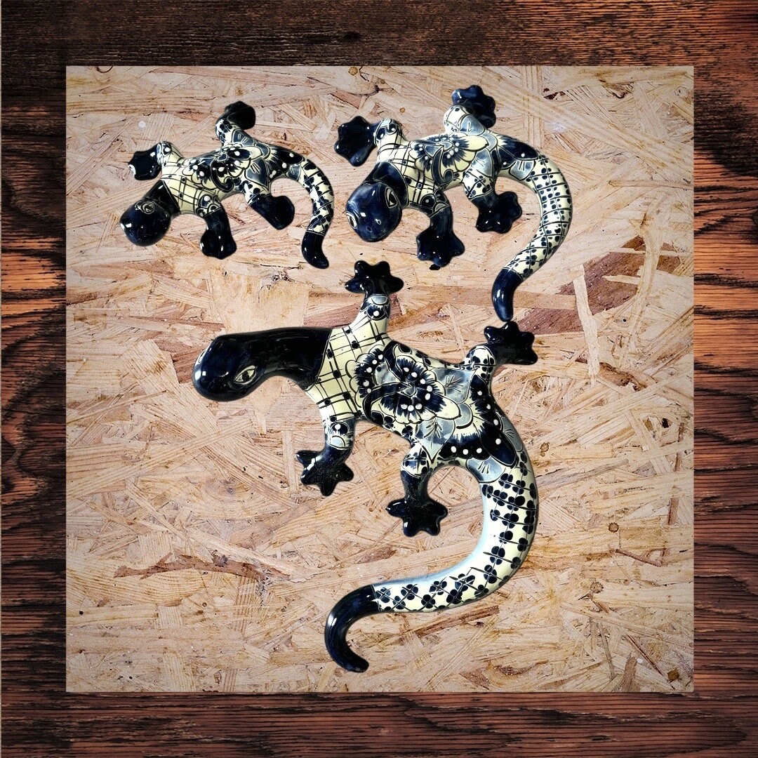 Talavera Salamander Set of 3 Size Large Medium and Small Blue and White - Etsy