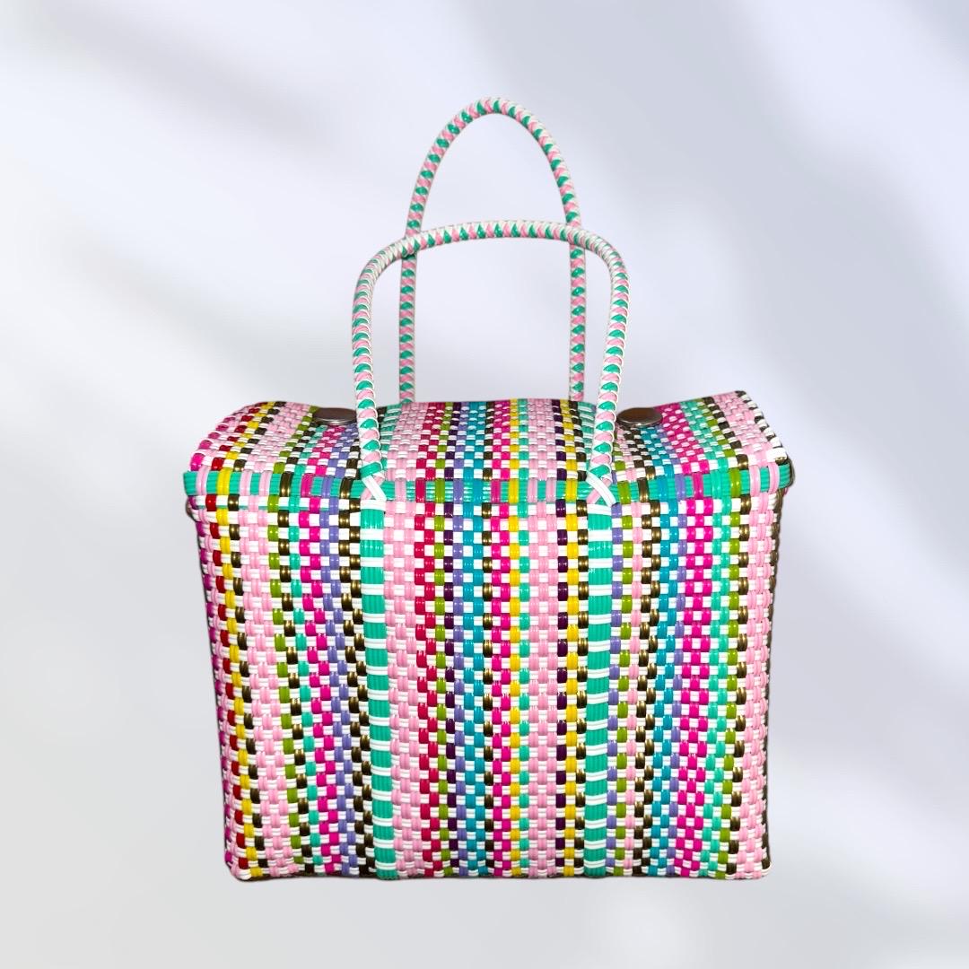 Woven Plastic Handbag: Multicolored Recycled Plastic Tote - Etsy