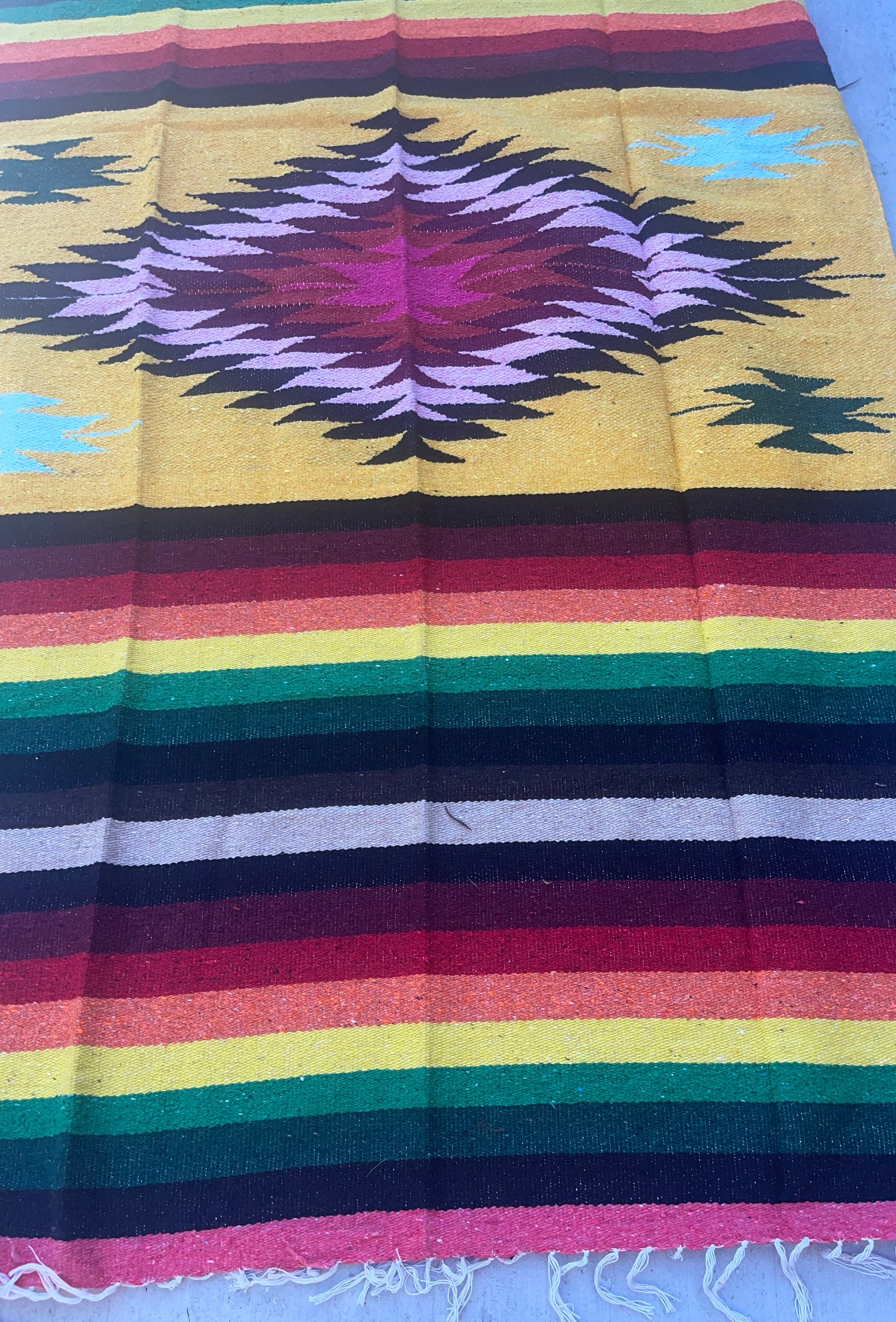 Mexican Blanket and Multicolored Aztec Lines Striped Handmade - Etsy