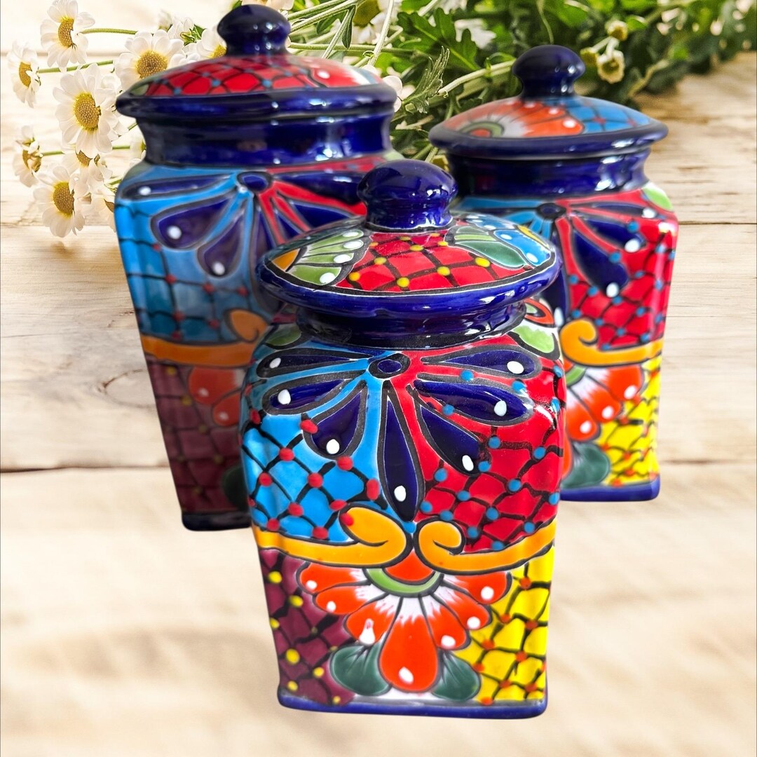 Canister Set: Mexican Folk Art Talavera, Floral Design - Etsy