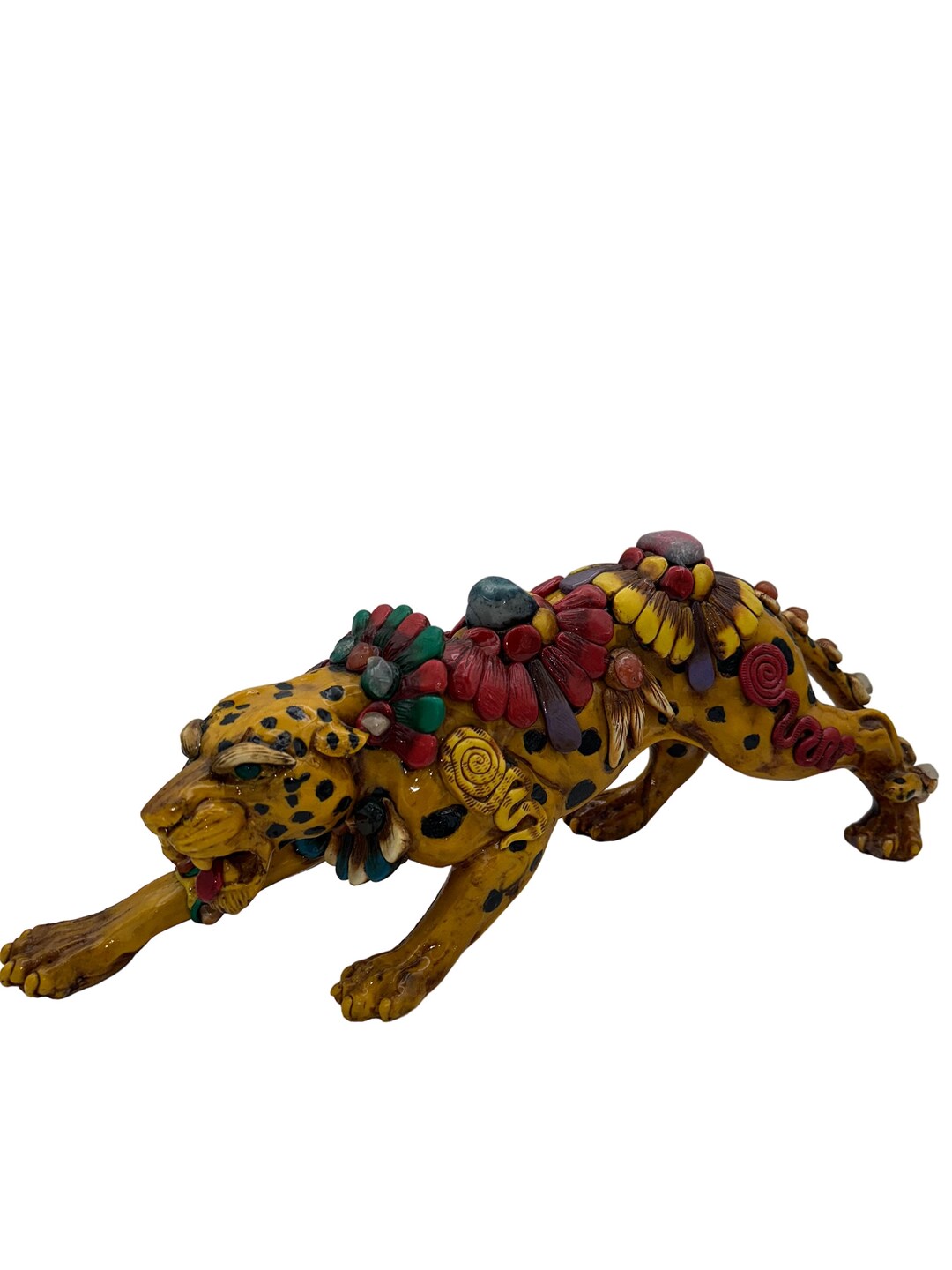 Aztec Jaguar Cat Unique Rare With Stone Blue Eyes Beautiful Stone on ...