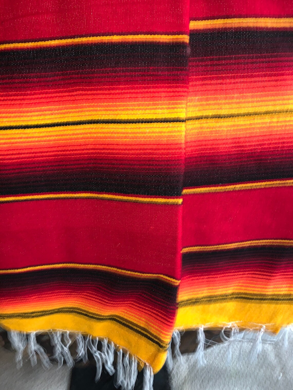 Blanket Mexican Serape Red Yellow and Black Lines Saltillo - Etsy