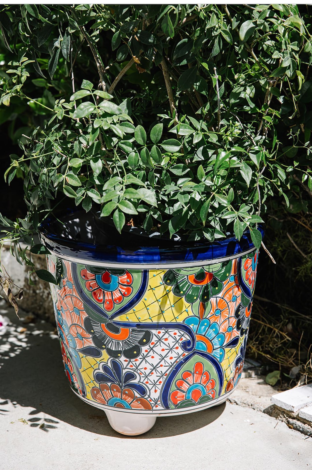 Extra Large Talavera Planter: Colorful Mexican Flower Pot (14x15 Inches ...