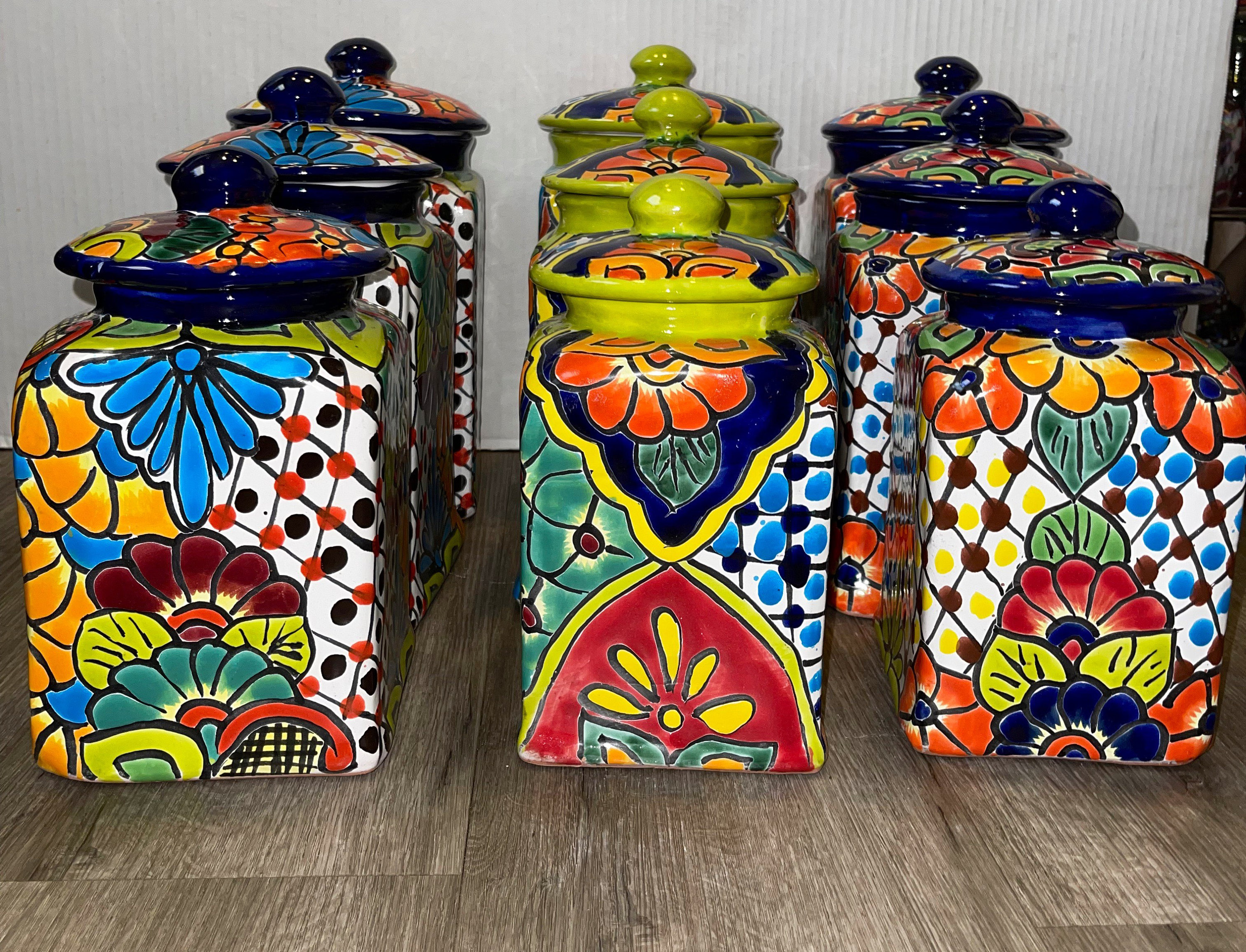 Canister Set of 3: Mexican Folk Art Floral Kitchen Decor Talavera - Etsy