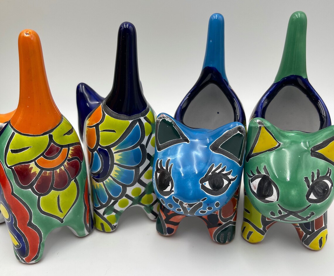 Planter Cat Talavera Hand Made Mexican Pottery Figurine - Etsy