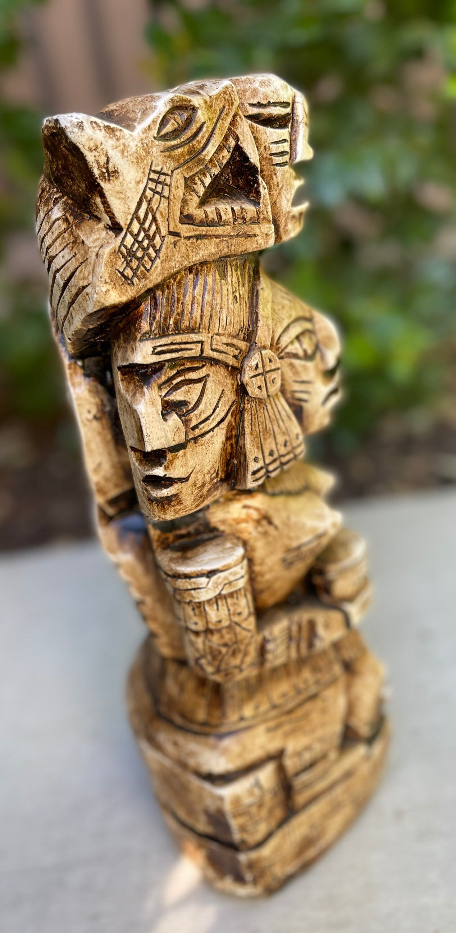 Rare Aztec Wood Craving Has Design All Around the Statue Hand - Etsy