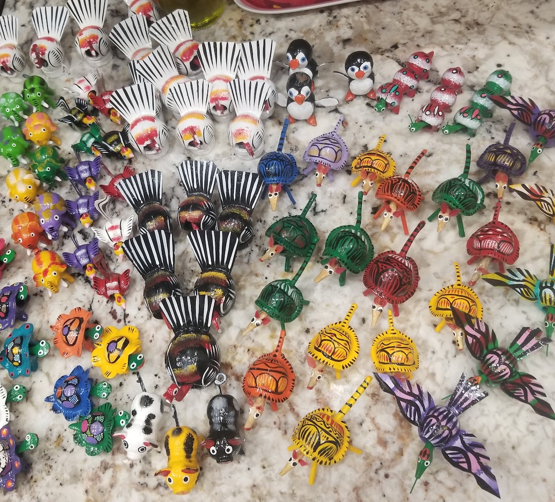 Hand-painted Animal Bobbleheads - Mexican Folk Art Lot of 20 - Etsy