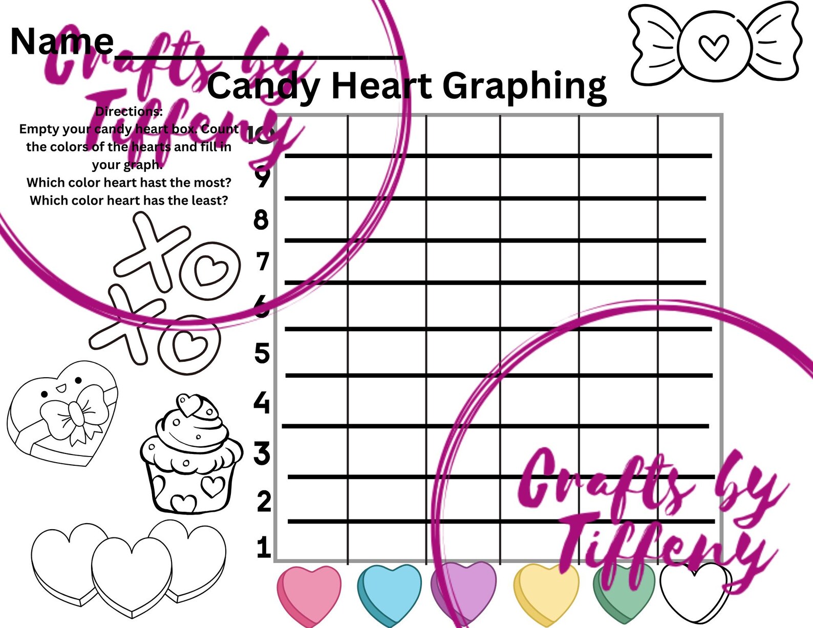 Candy Heart Graph Worksheet - Etsy