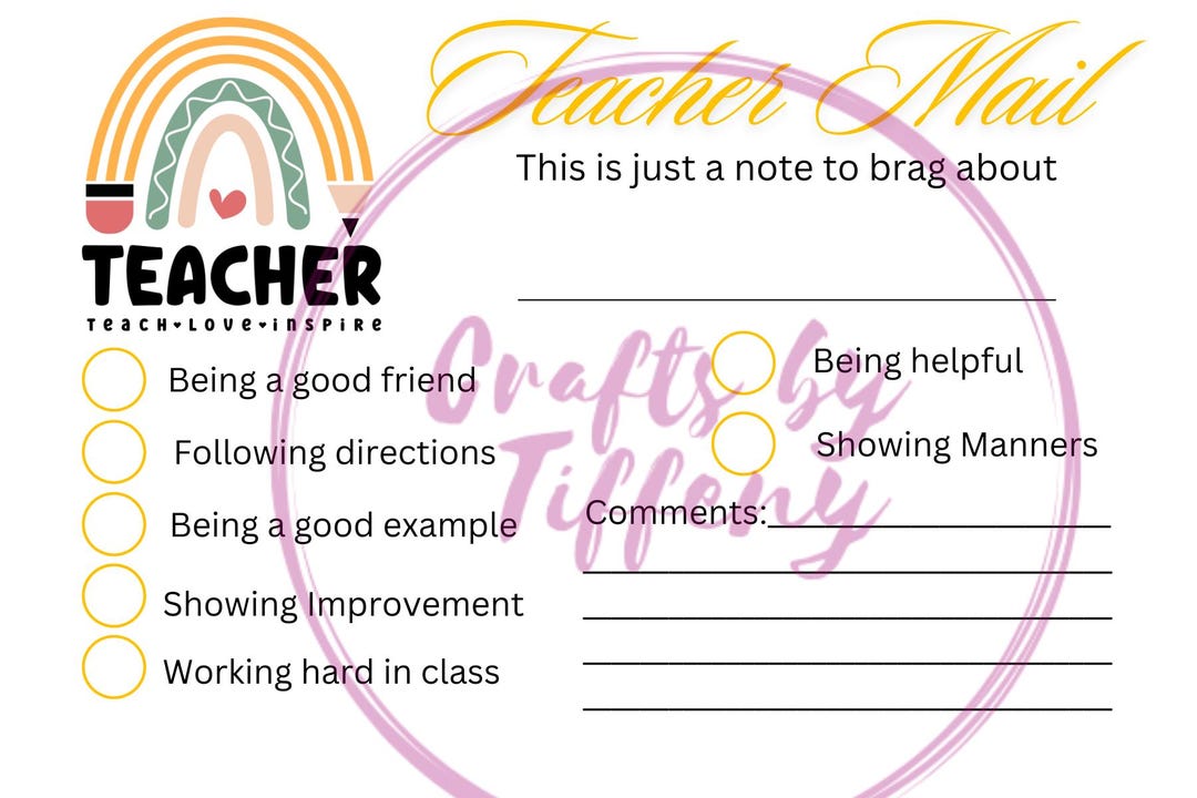 Rainbow Teacher Mail Card - Etsy