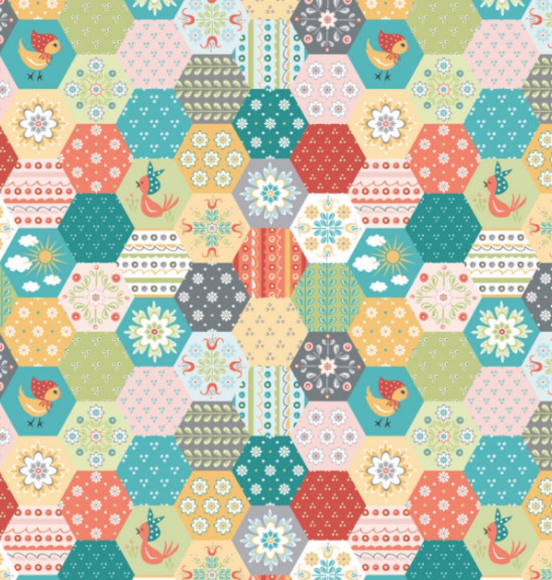 Chick-a-doodle-doo Multi Hexie Play CD21722 by Poppie Cotton - Etsy