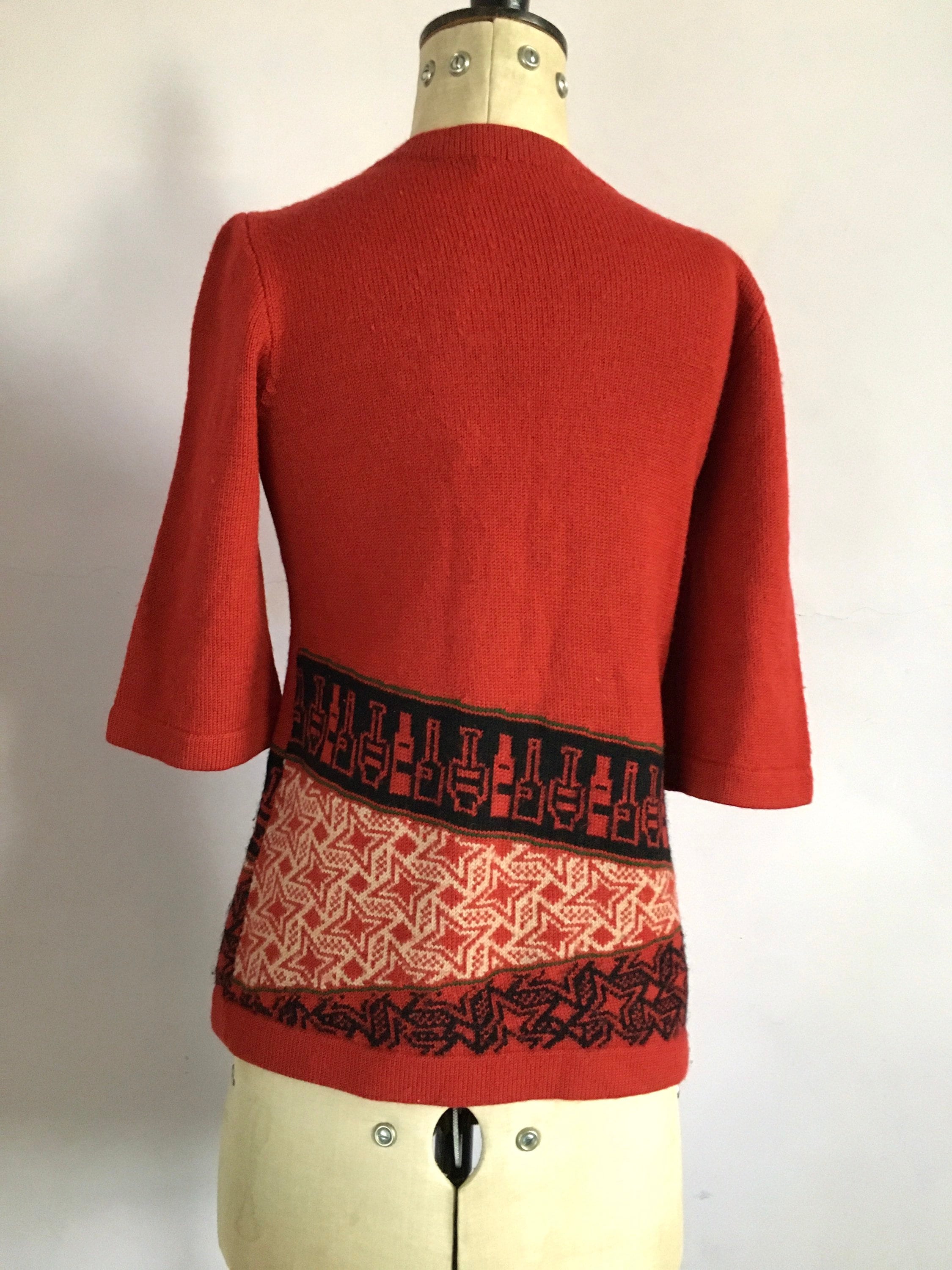 Vintage 80’s Red Japanese Jumper-all New Wool-short Sleeve-size Uk8 ...
