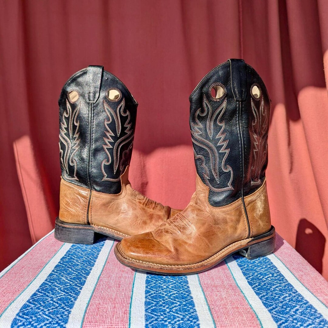 Vintage Old West Leather Cowboy Boots – Men’s UK 5 / US 6 – Western ...