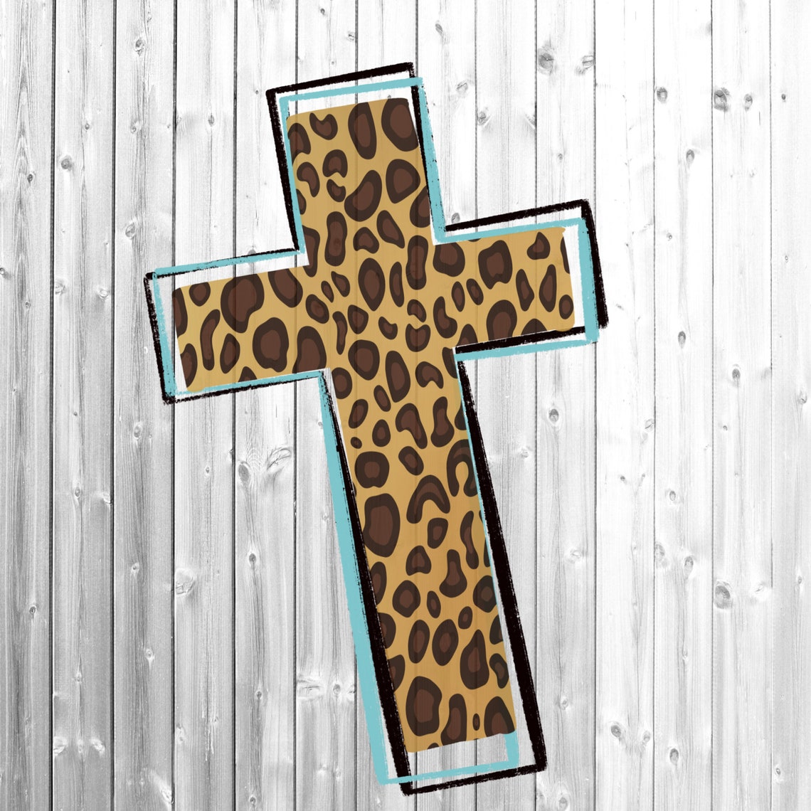 Leopard Print Cross Printable Image Sublimation Digital | Etsy