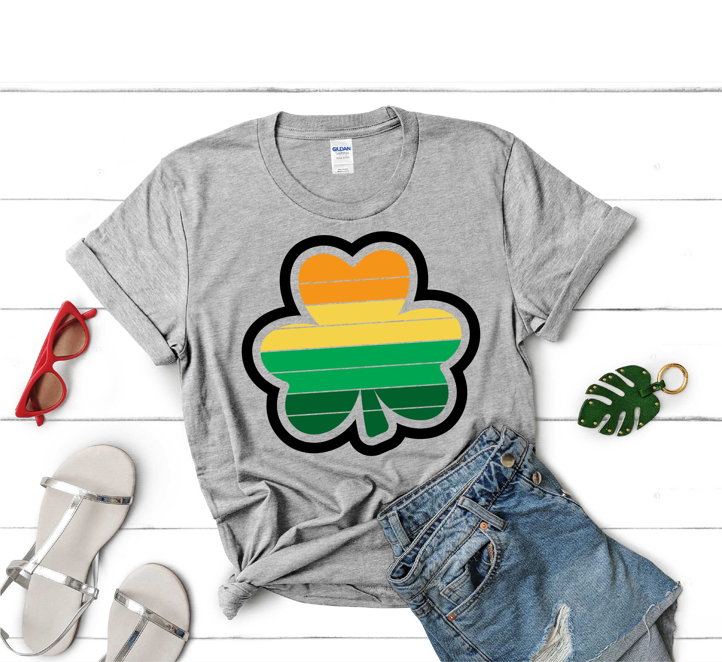 Retro Rainbow Shamrock Clover SVG Digital Download | Etsy