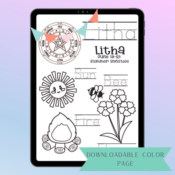 Litha Wheel of the Year Coloring Page Kids Pre-k & - Etsy