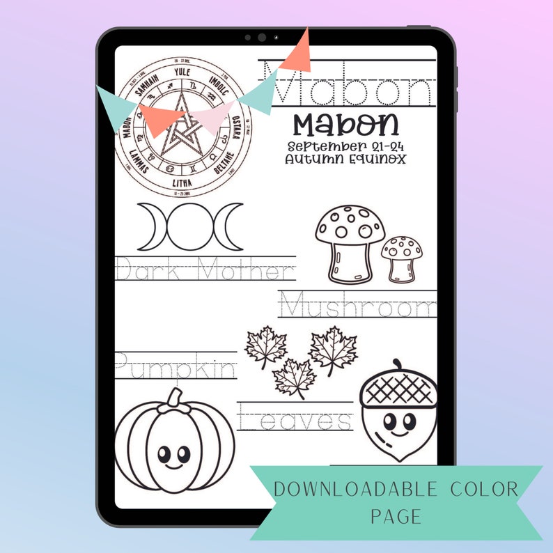 Mabon Wheel of the Year Coloring Page Kids Pre-k & - Etsy
