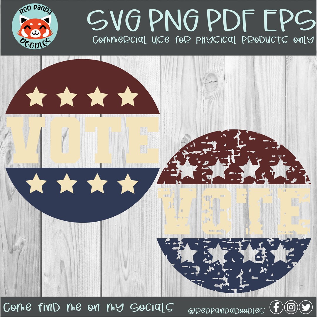 Vintage Vote Button Political Election Vintage Retro Grunge Digital ...