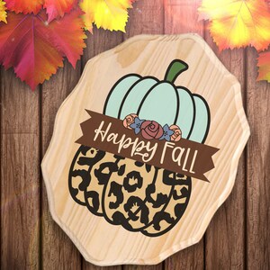 Happy Fall Solid Color and Leopard Print Pumpkins Stacked for Shirts ...