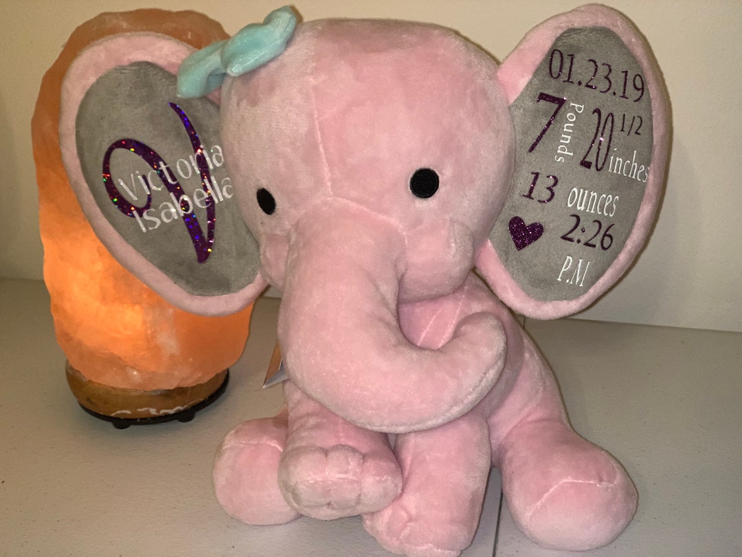 Girl Birth Stat Elephant Birth Announcement Elephant Custom - Etsy