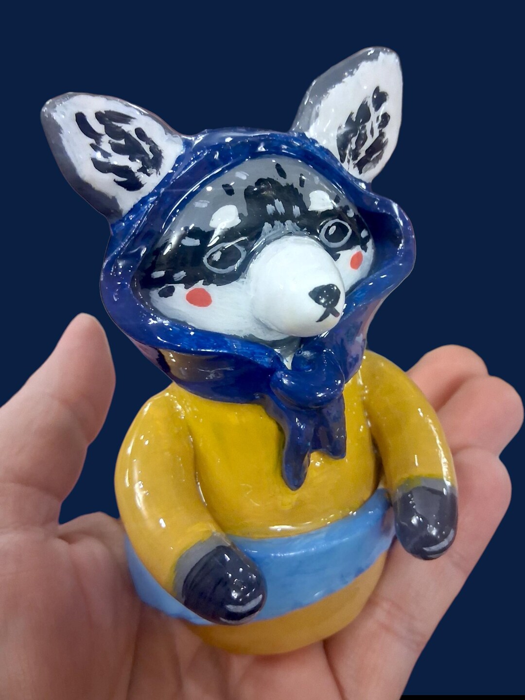 Louise The Raccoon Clay Figure Etsy