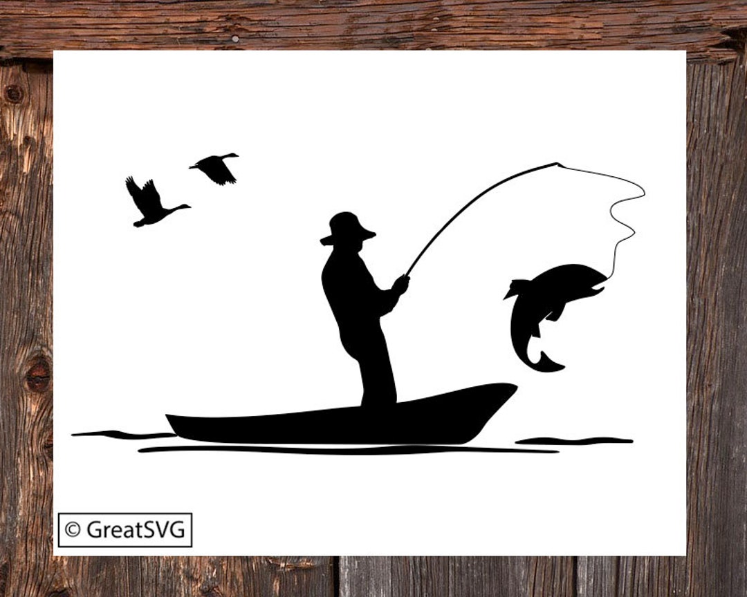 Trout Fishing SVG, Fisherman Boat Cut File (digital Download) - Etsy