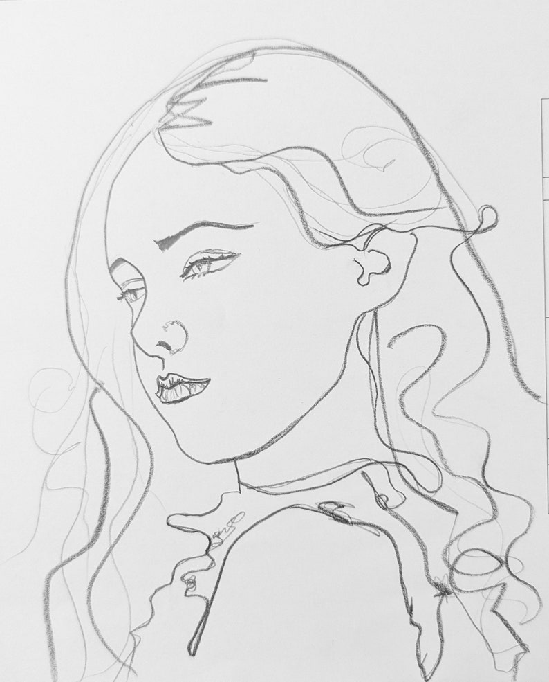 Line Drawing Custom Portrait, Pencil Portrait From Photo, Realistic ...